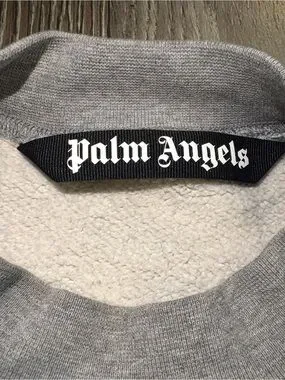 Palm Angels | Sweaters | Palm Angels Grey Crewneck With Teal Logo ...